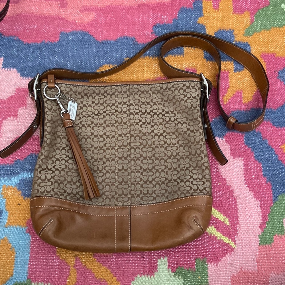 Crossbody Leather Bottom Coach Bag - Gem